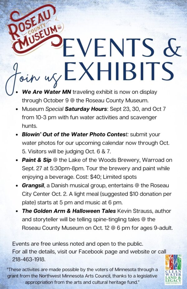 Upcoming events | Roseau County Historical Society and Museum