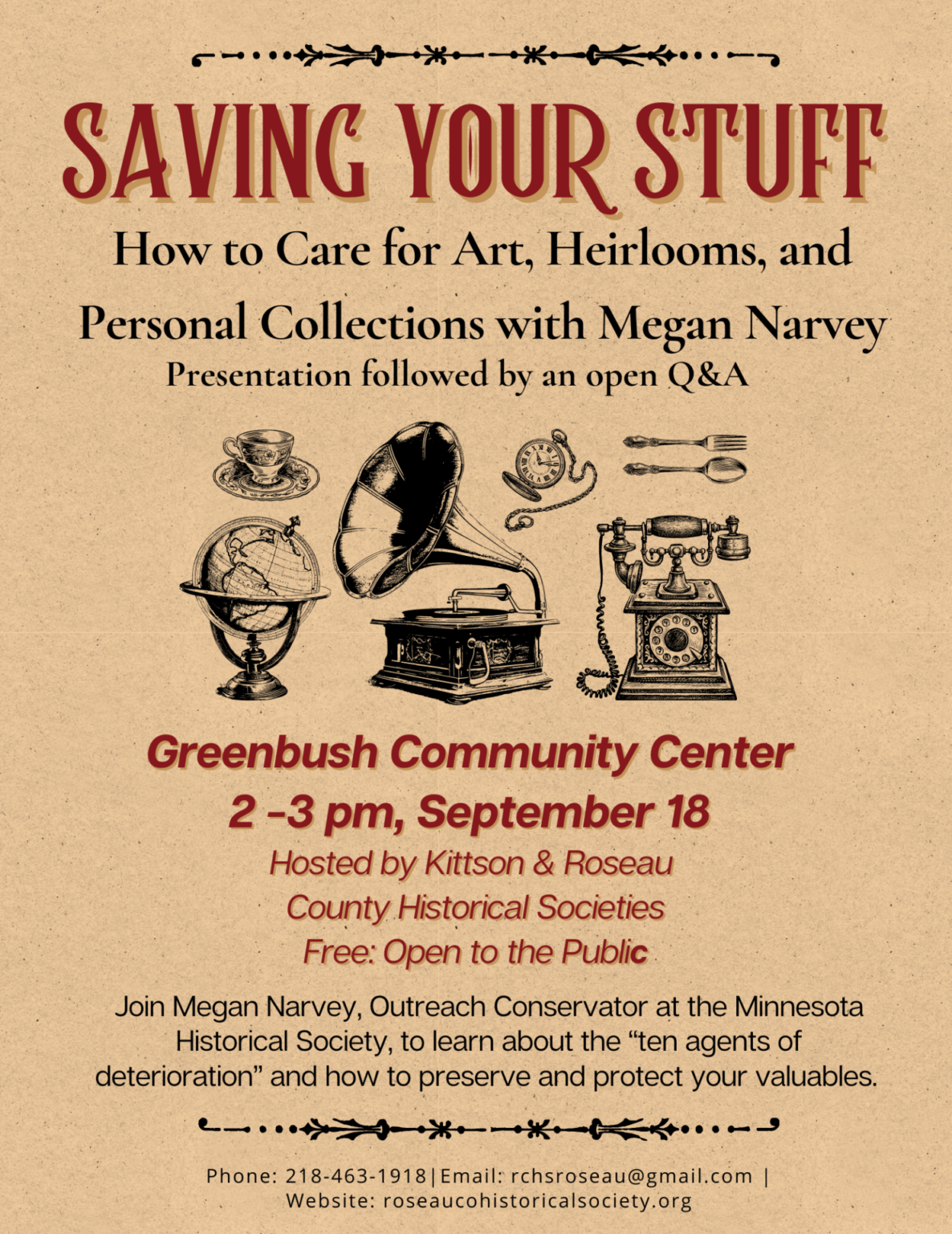 Saving Your Stuff | Roseau County Historical Society and Museum