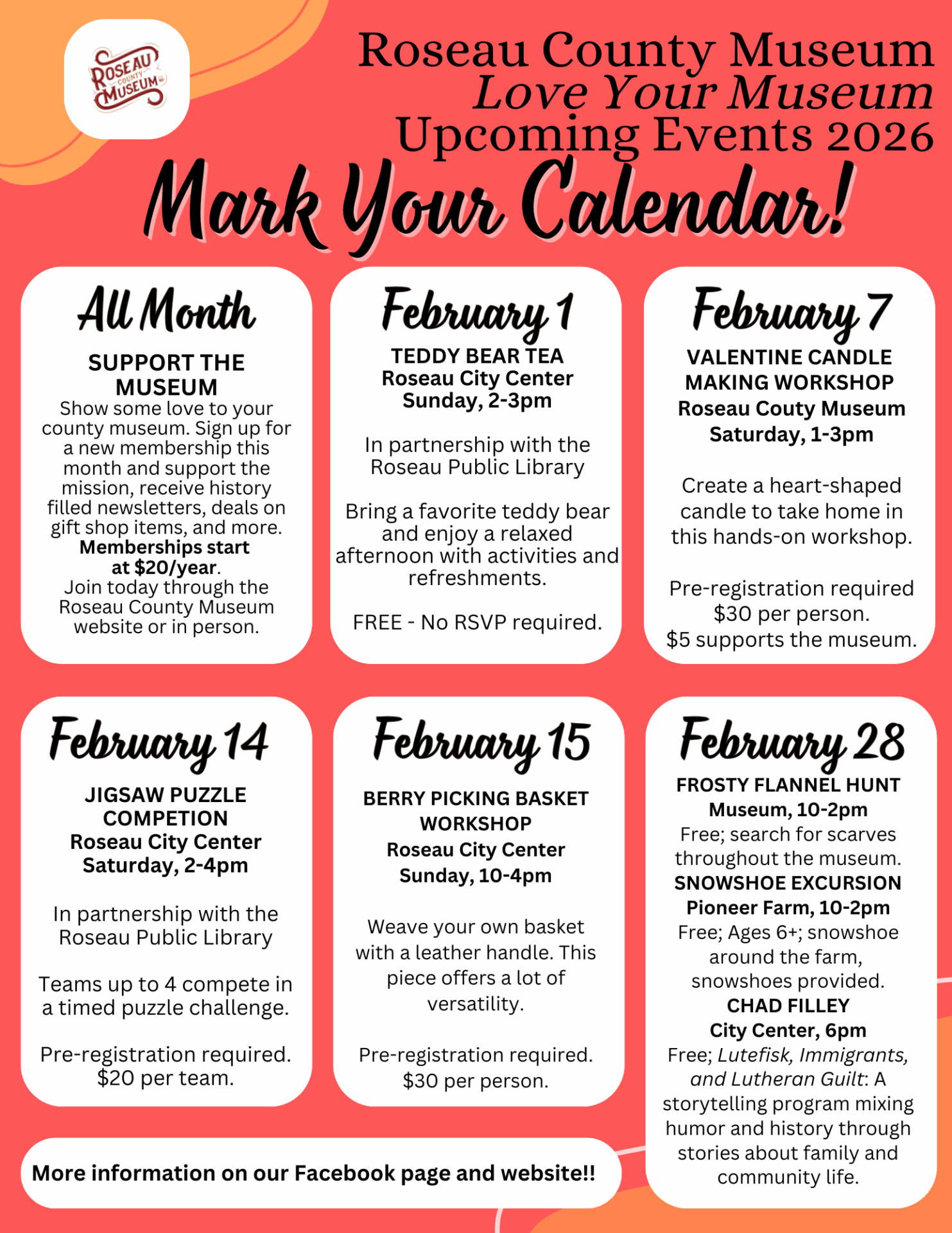 Love your Museum Events - February 2026 | Roseau County Historical ...